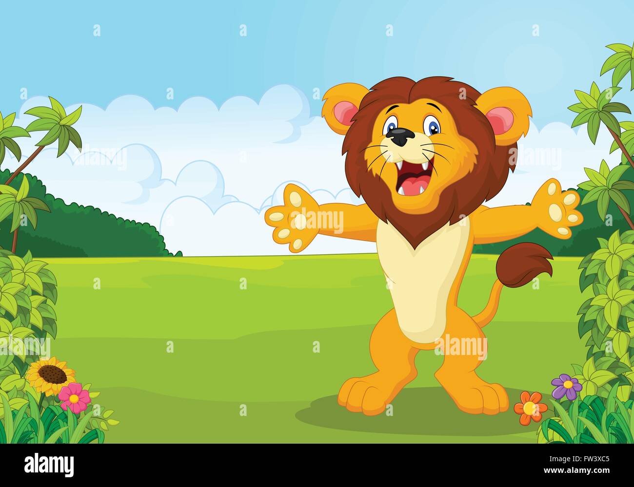 Cartoon happy lion Stock Vector Image & Art - Alamy