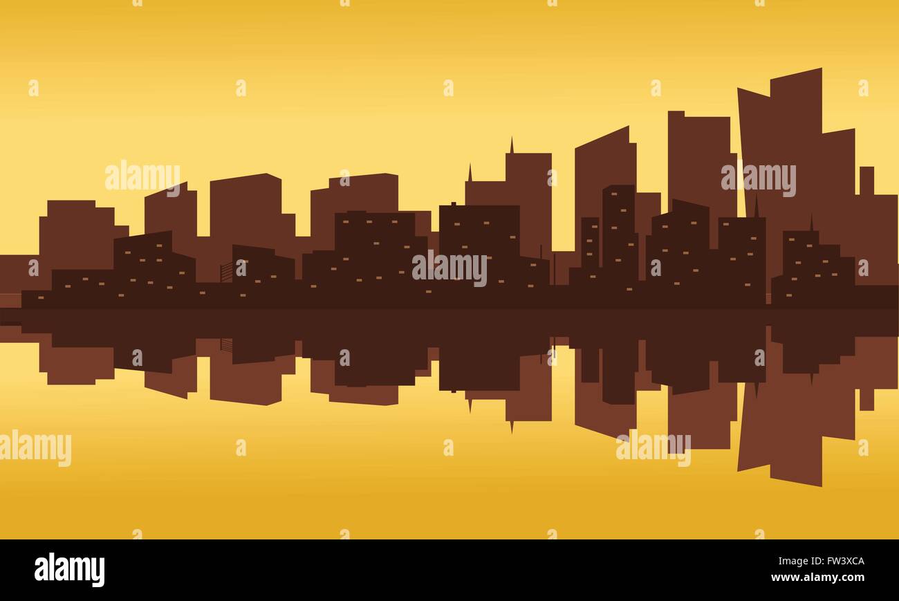 Silhouette of office building at the sunset Stock Vector Image & Art ...