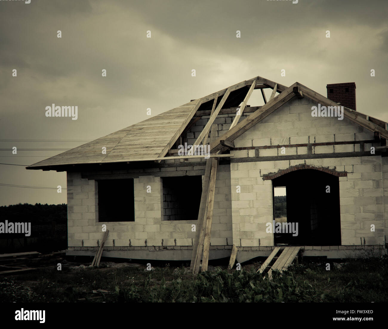 building of a roof in some new house Stock Photo - Alamy