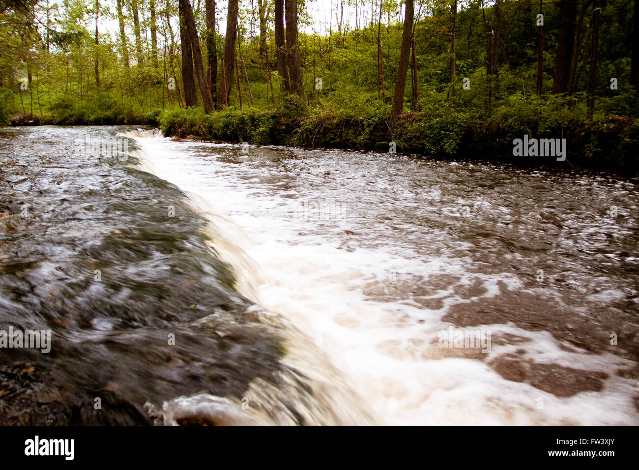 scenic autumn or late summer landscape with river and waterfalls Stock ...