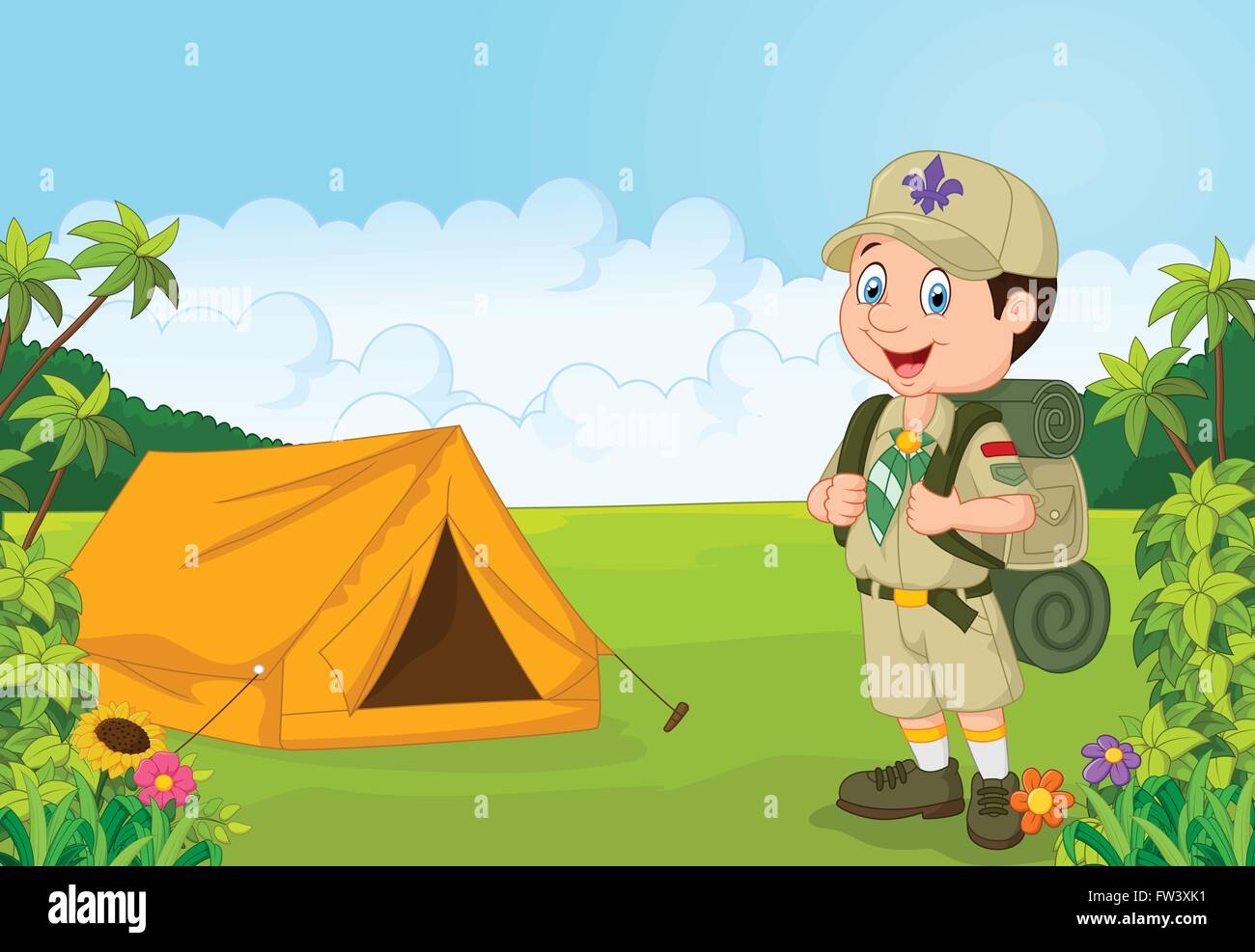 Boys Camping Cartoon