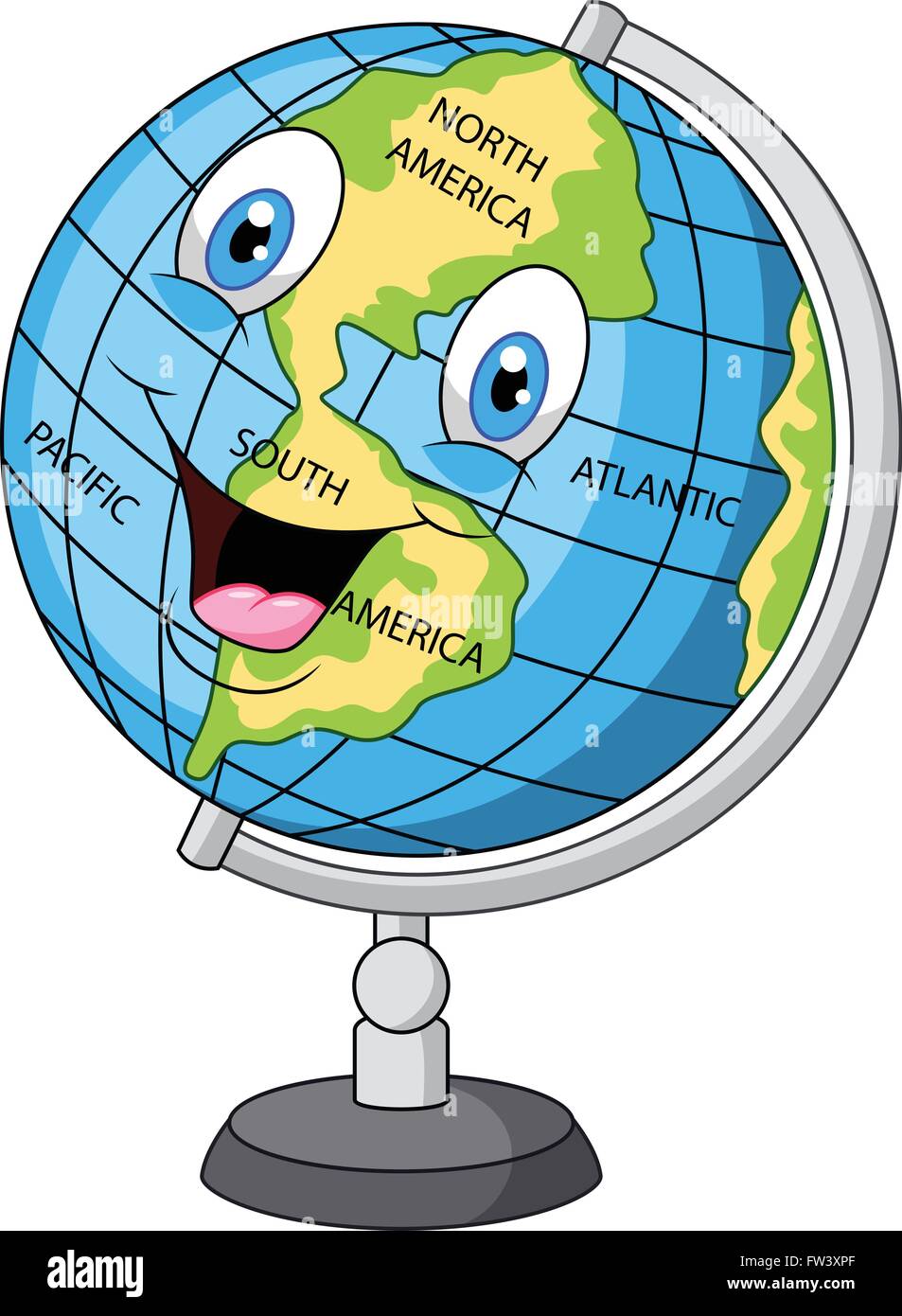 Cartoon happy globe Stock Vector Image & Art - Alamy