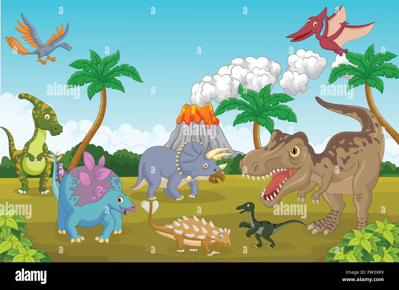 Cute dinosaur happy Stock Vector Image & Art - Alamy