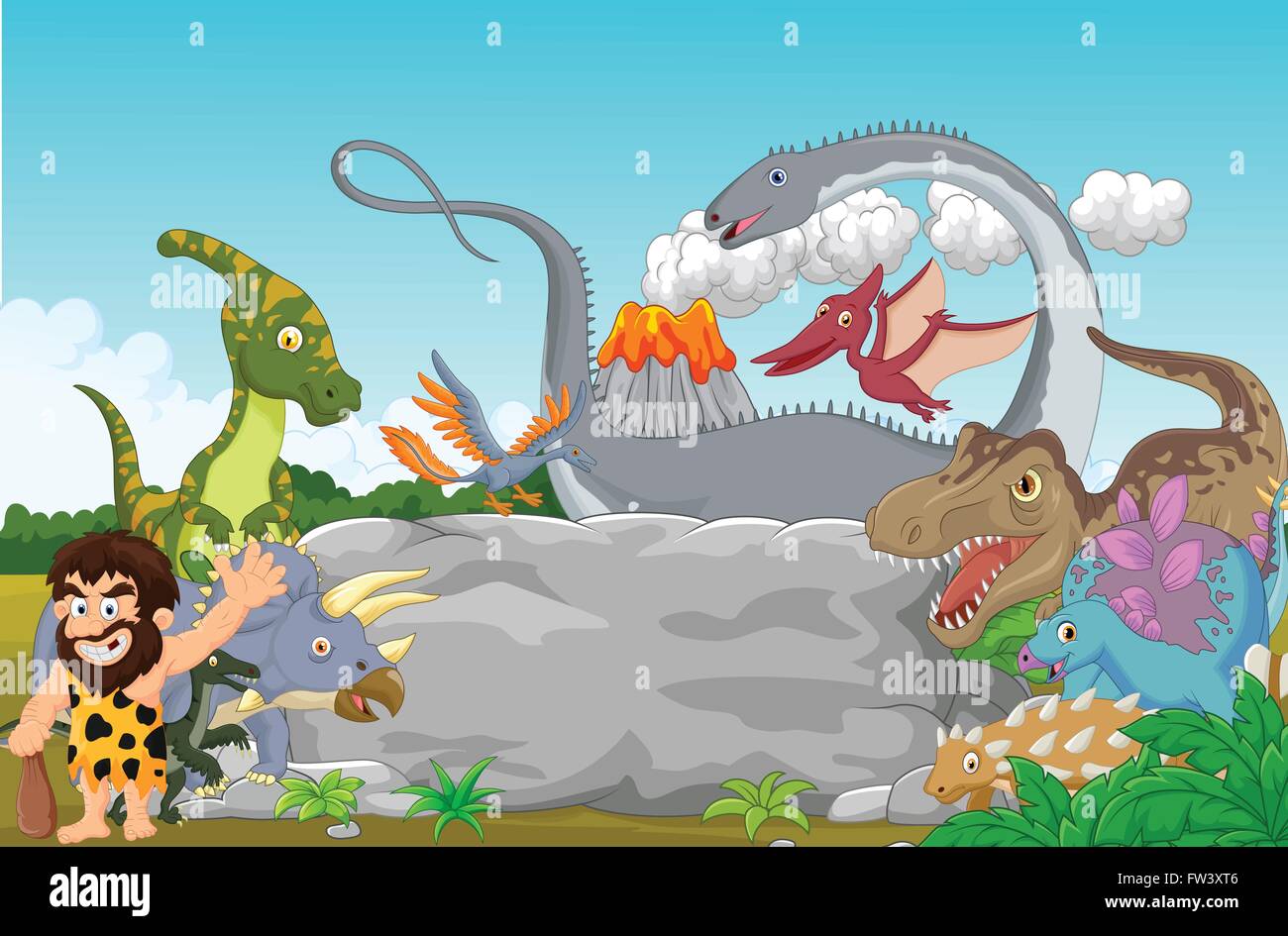 Cartoon caveman and dinosaur hi-res stock photography and images - Alamy