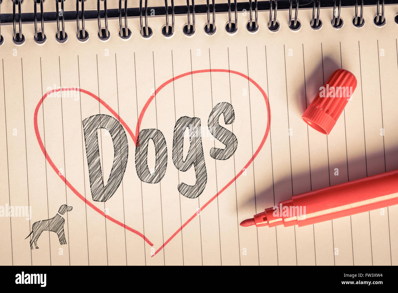 I love dogs note on paper with a brush Stock Photo - Alamy