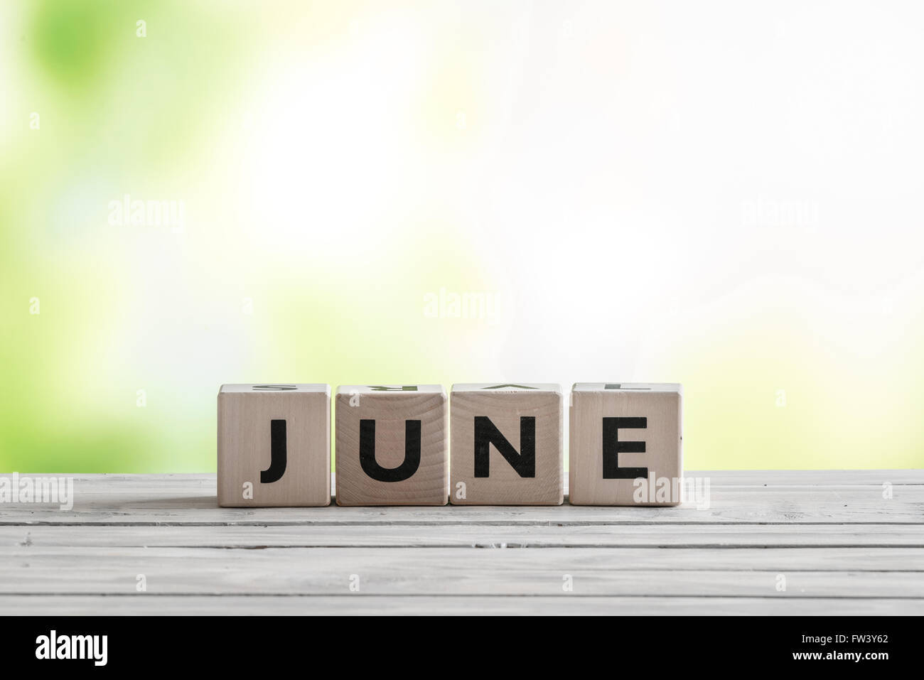 June sign on wooden blocks in the nature Stock Photo - Alamy