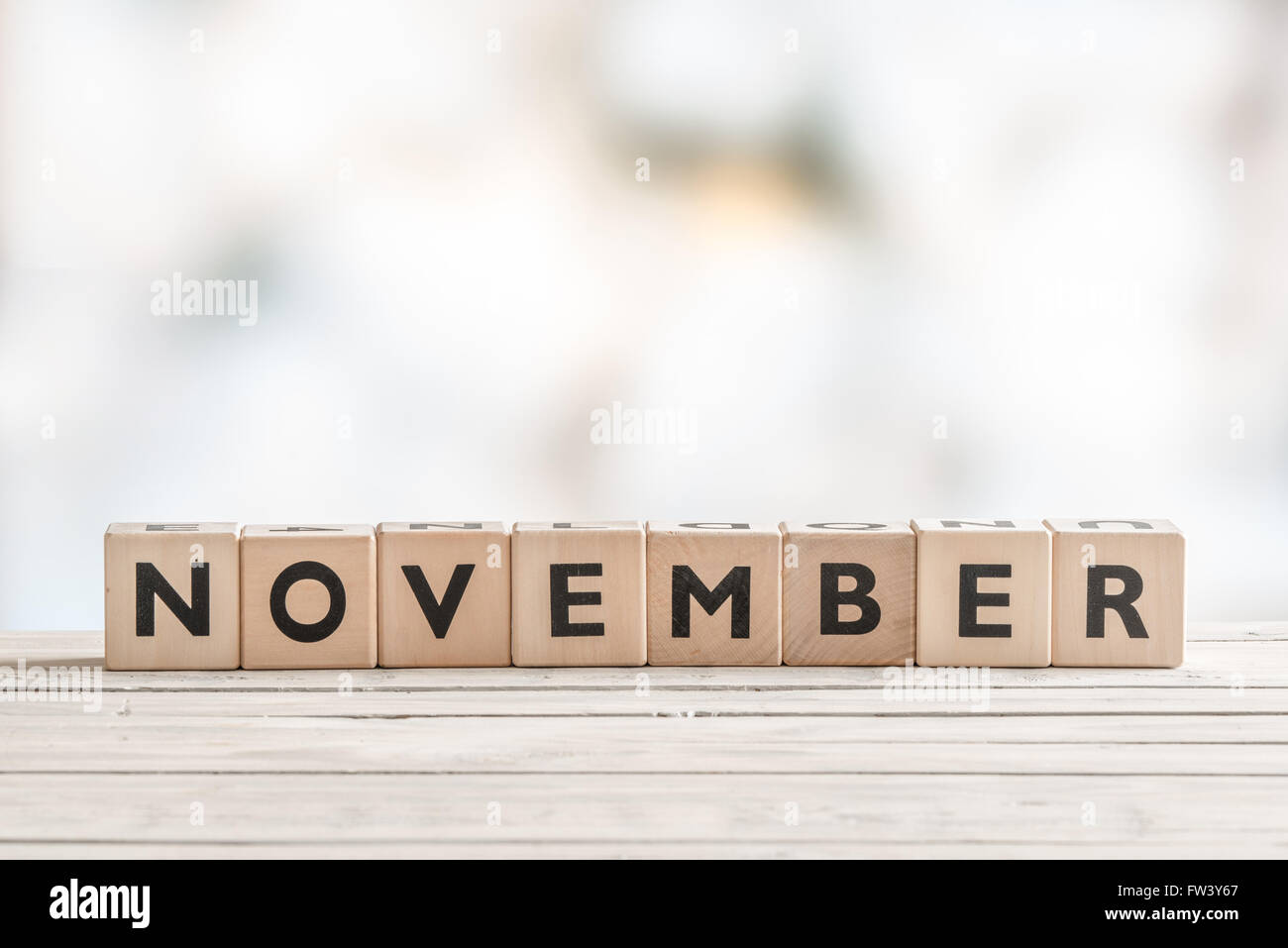 November sign with wooden blocks on a table Stock Photo - Alamy