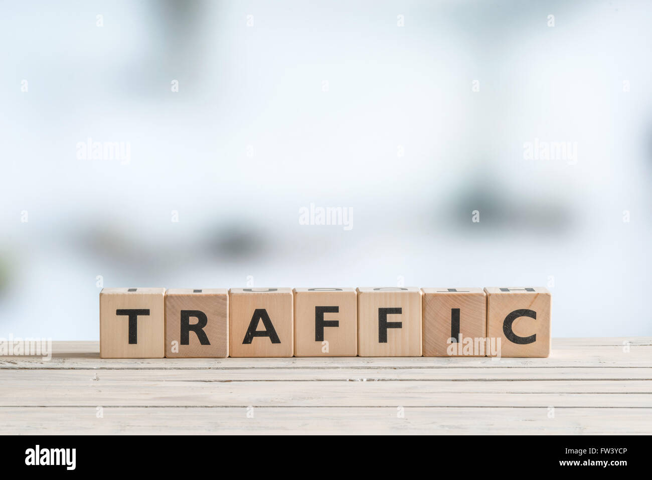 Traffic sign made of wood on a table Stock Photo - Alamy