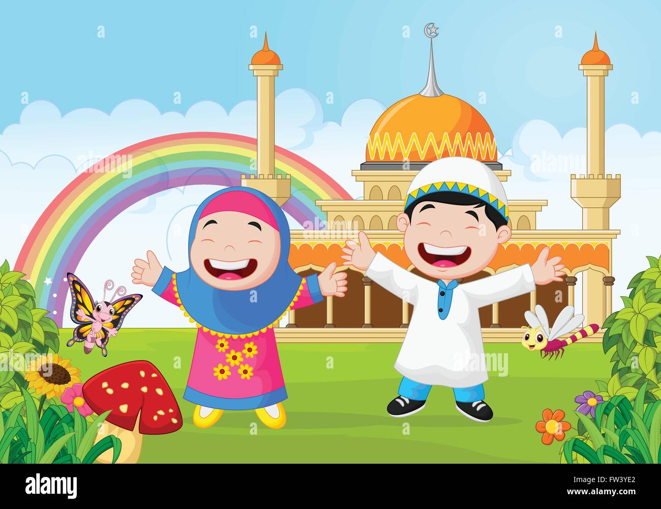 Arabic child happy face Stock Vector Images - Alamy