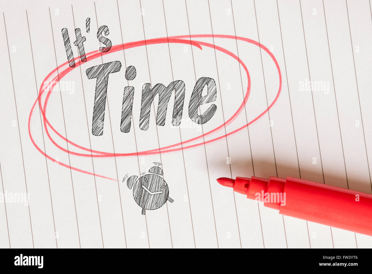 It's time note on linear paper with an alarm clock Stock Photo - Alamy