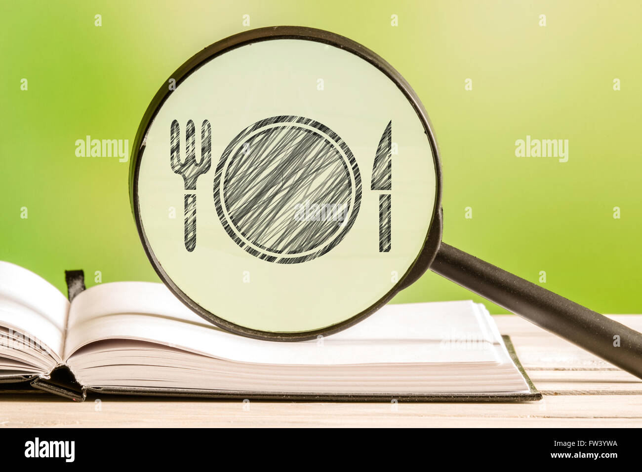 Magnifying glass food label hi-res stock photography and images - Alamy