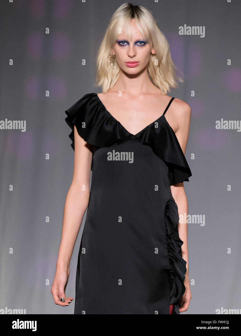 New York City, USA - February 13, 2016: Lili Sumner walks the runway at ...