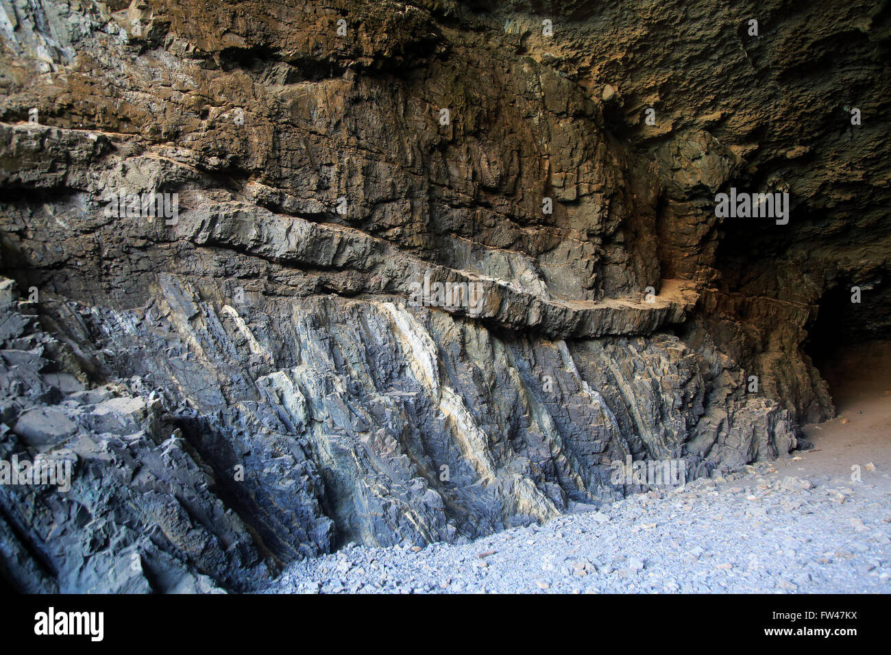 Igneous intrusive dyke feature in sea cave at ajuy hi-res stock ...