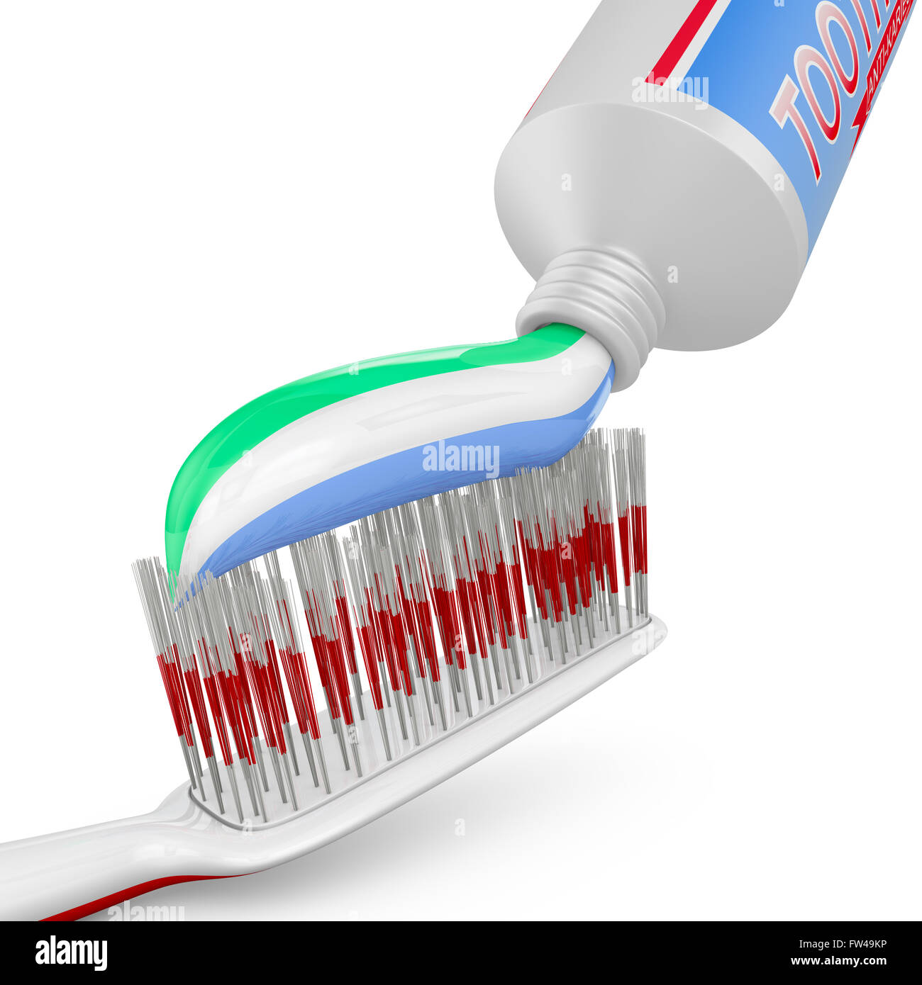 toothbrushes near the a tube of toothpaste.3D render Stock Photo - Alamy