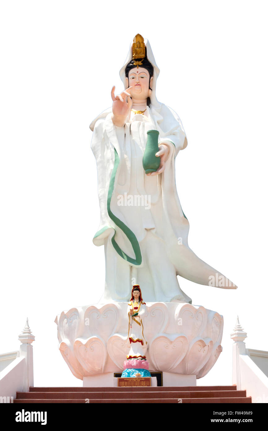 Statue of goddess Guan Yin in Wat Thailand.On isolated Stock Photo - Alamy