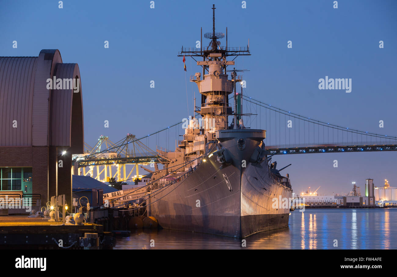 Battleship USS Iowa in the Port of Los Angeles Stock Photo - Alamy
