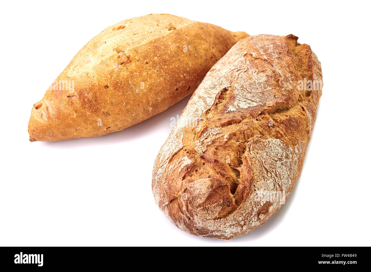 Two loaves of bread on white Stock Photo - Alamy