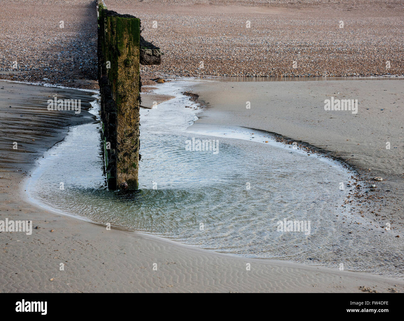 Water ripples by sea defenses defences on beach Stock Photo - Alamy