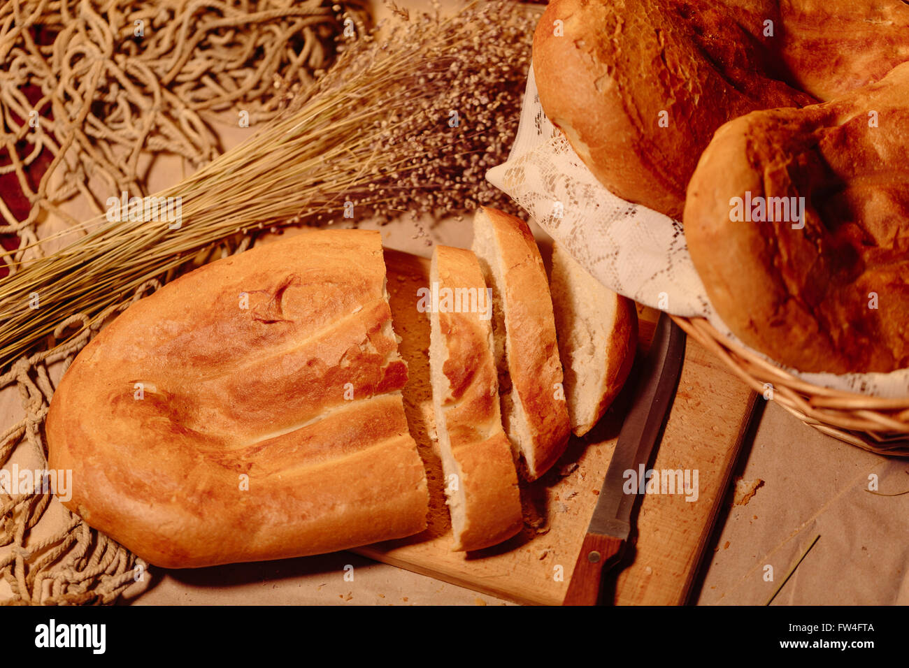 Armenian sliced homemade bread matnakash Stock Photo - Alamy