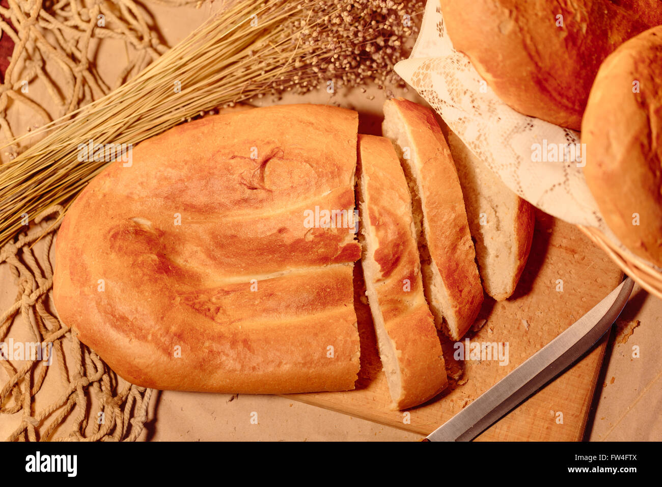 Armenian sliced homemade bread matnakash Stock Photo - Alamy