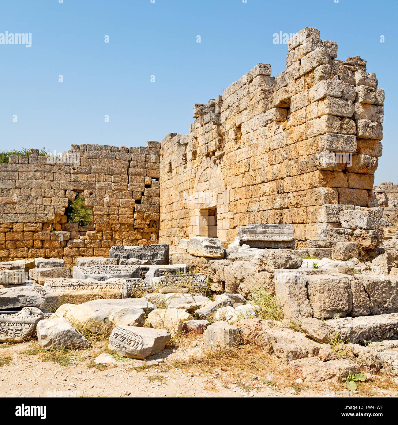 old construction in asia turkey the column and the roman temple Stock ...