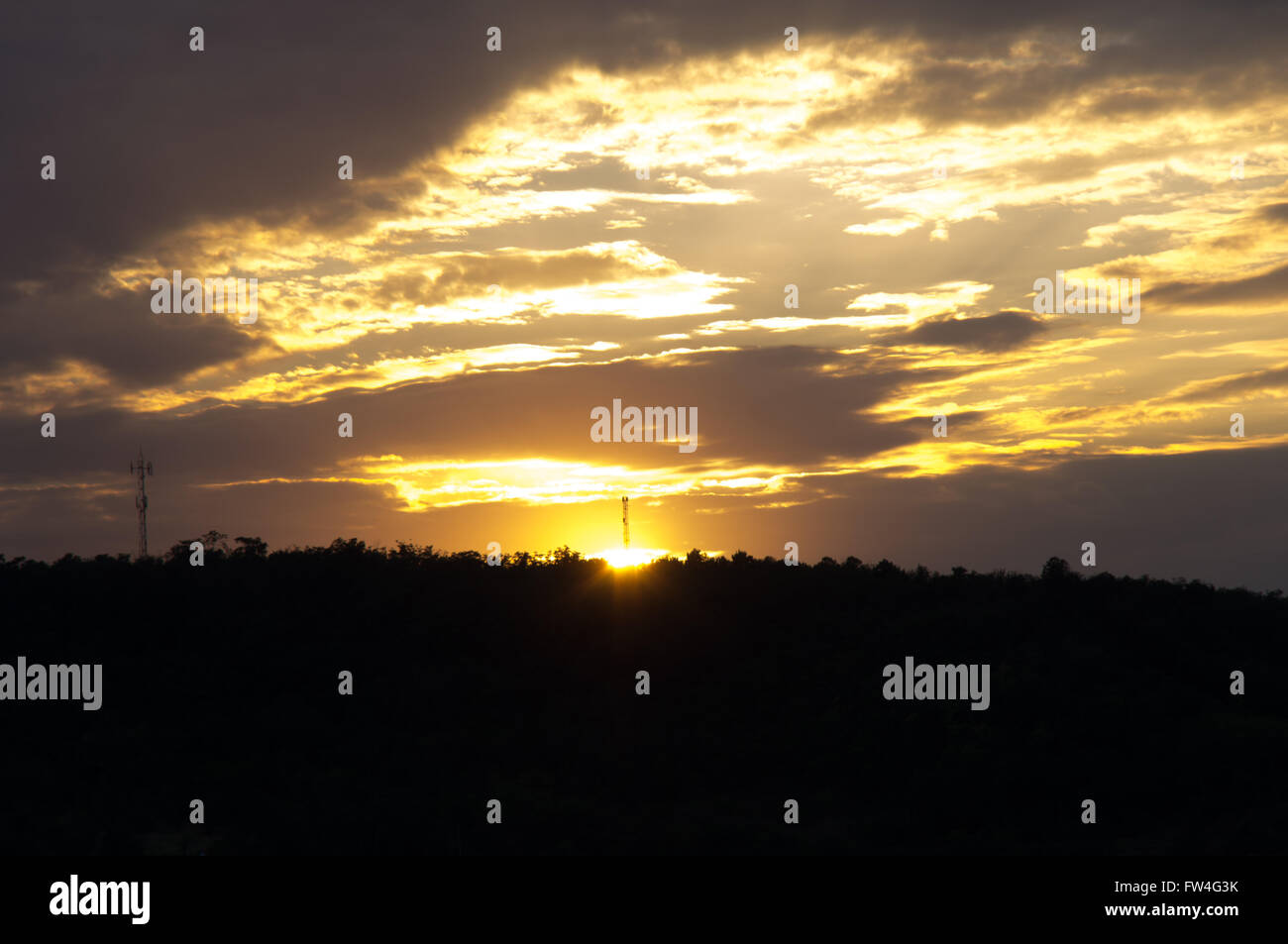 Sunset explosion in the middle of nowhere Stock Photo - Alamy