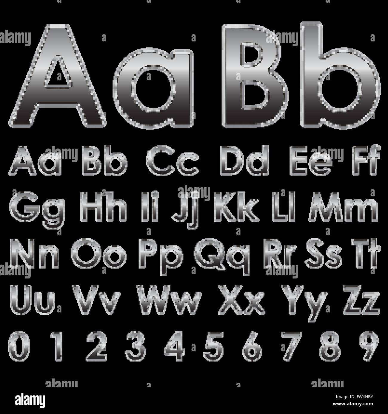 Alphabet silver wire pseudo 3d letters on a black Stock Vector Image ...