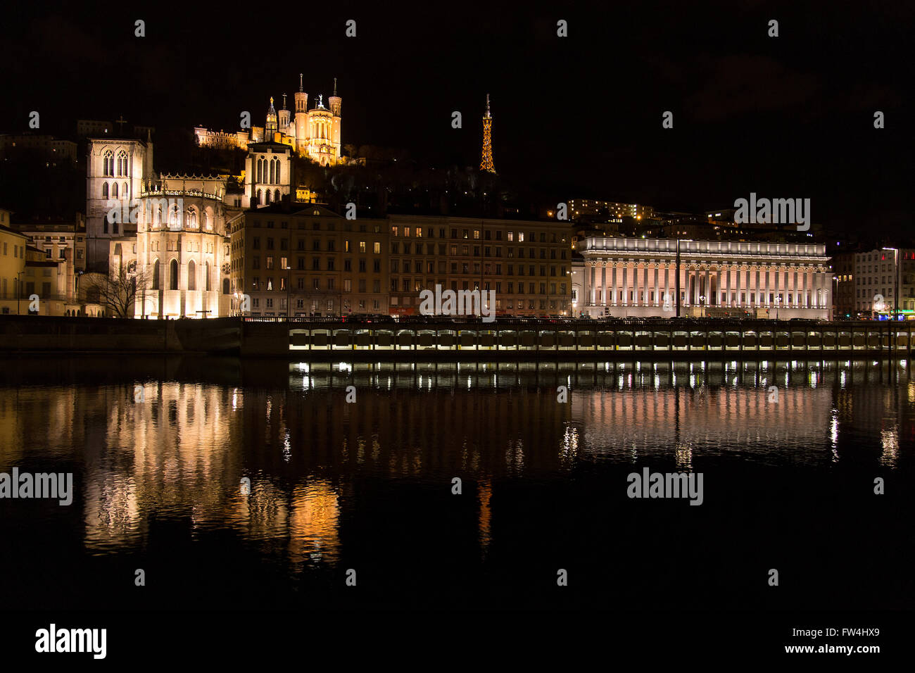City of Lyon at night Stock Photo - Alamy