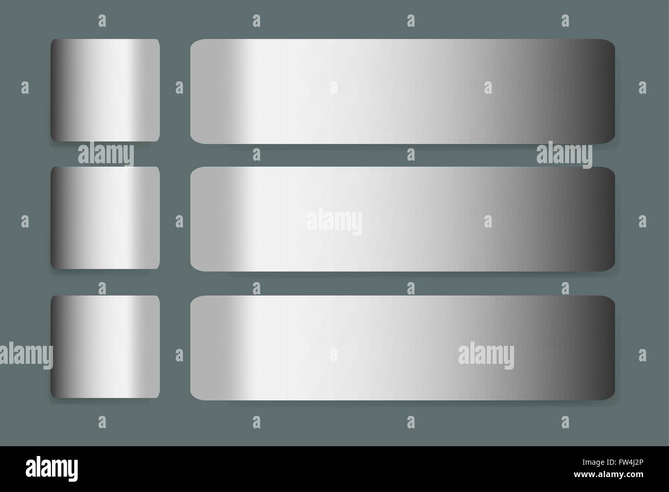 Six stainless steel horizontal labels vector with shadows on the trendy ...