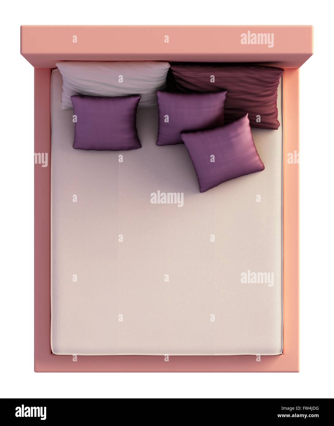 3D Rendering Bed Top View Isolated On White Stock Photo - Alamy