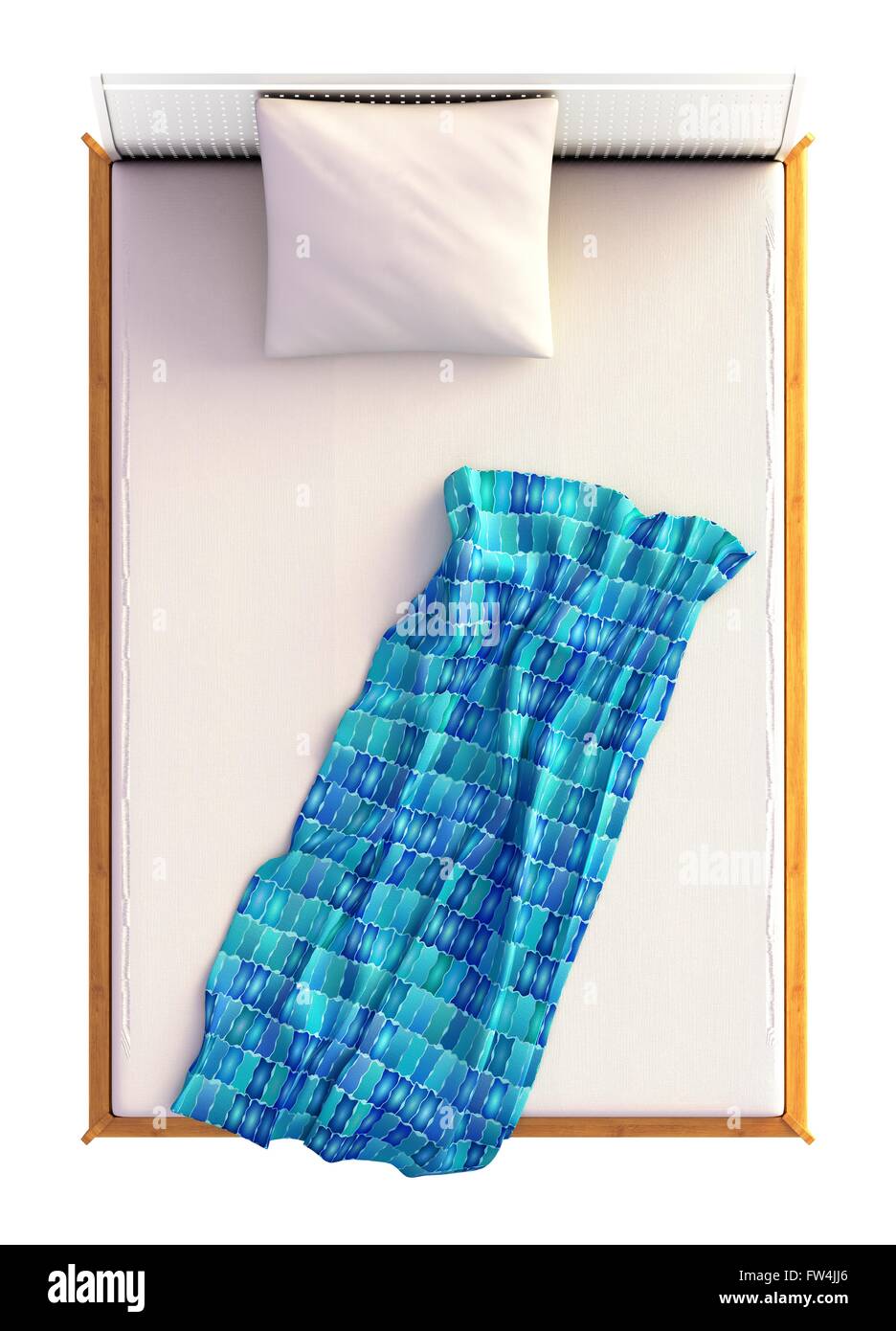 3D Rendering Bed Top View Isolated On White Stock Photo - Alamy