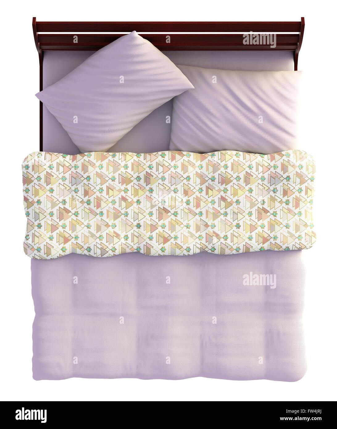 3D Rendering Bed Top View Isolated On White Stock Photo - Alamy