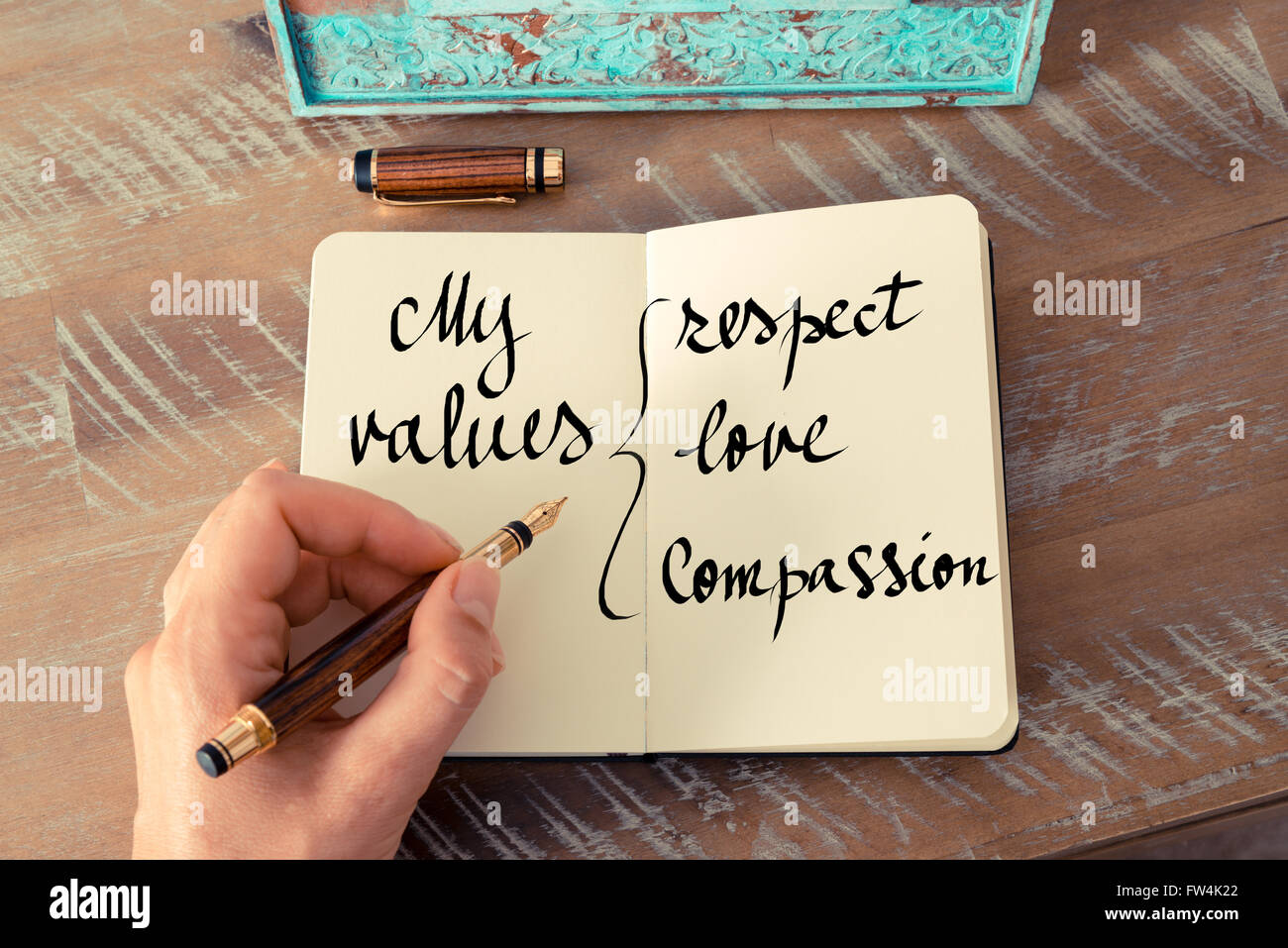 Handwritten text My Values Respect, Love, Compassion as success and ...
