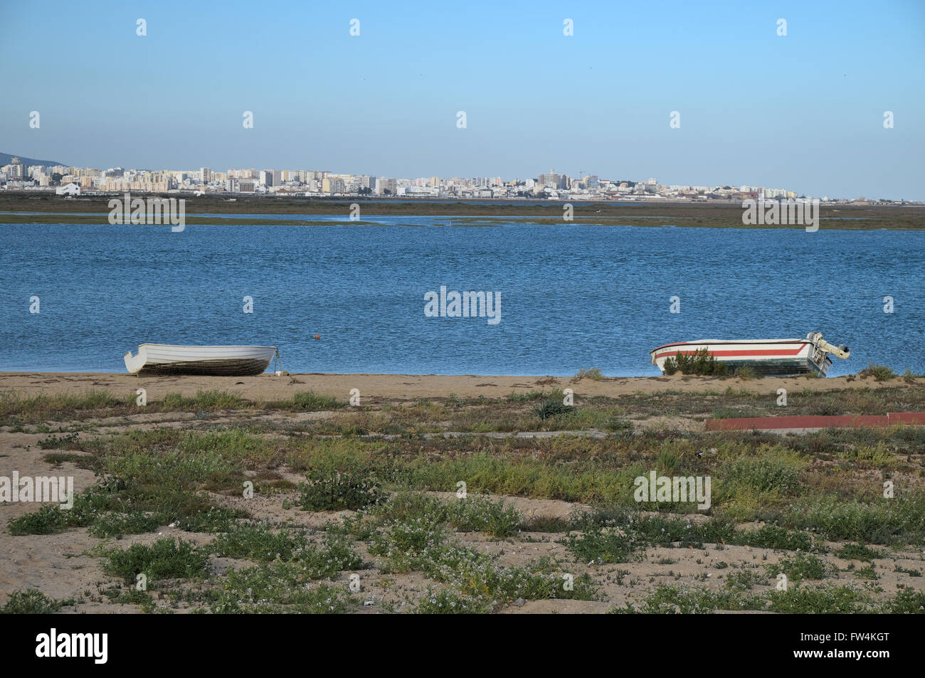 Scene in Faro beach. Algarve, Portugal Stock Photo - Alamy