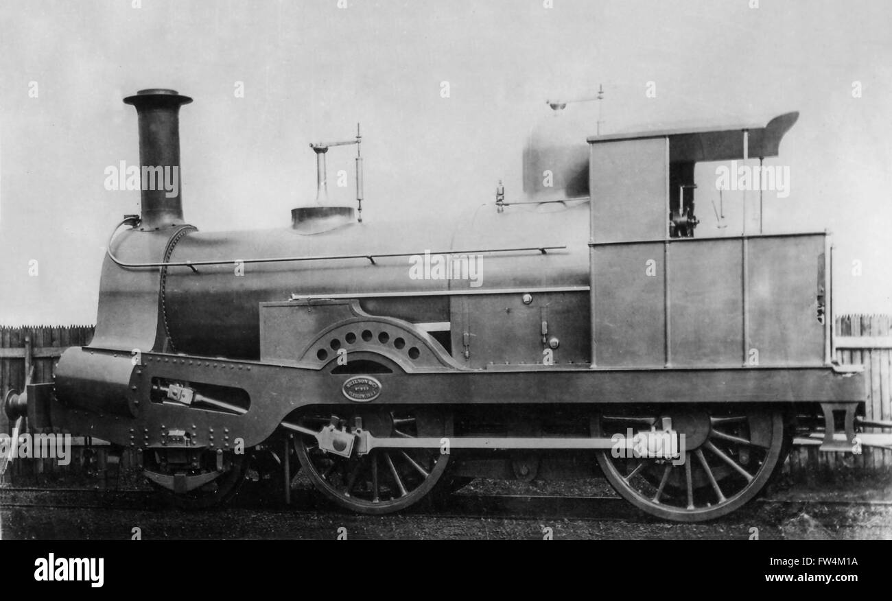 Unidentified Caledonian Railway 2-4-0 steam Locomotive in photographic ...