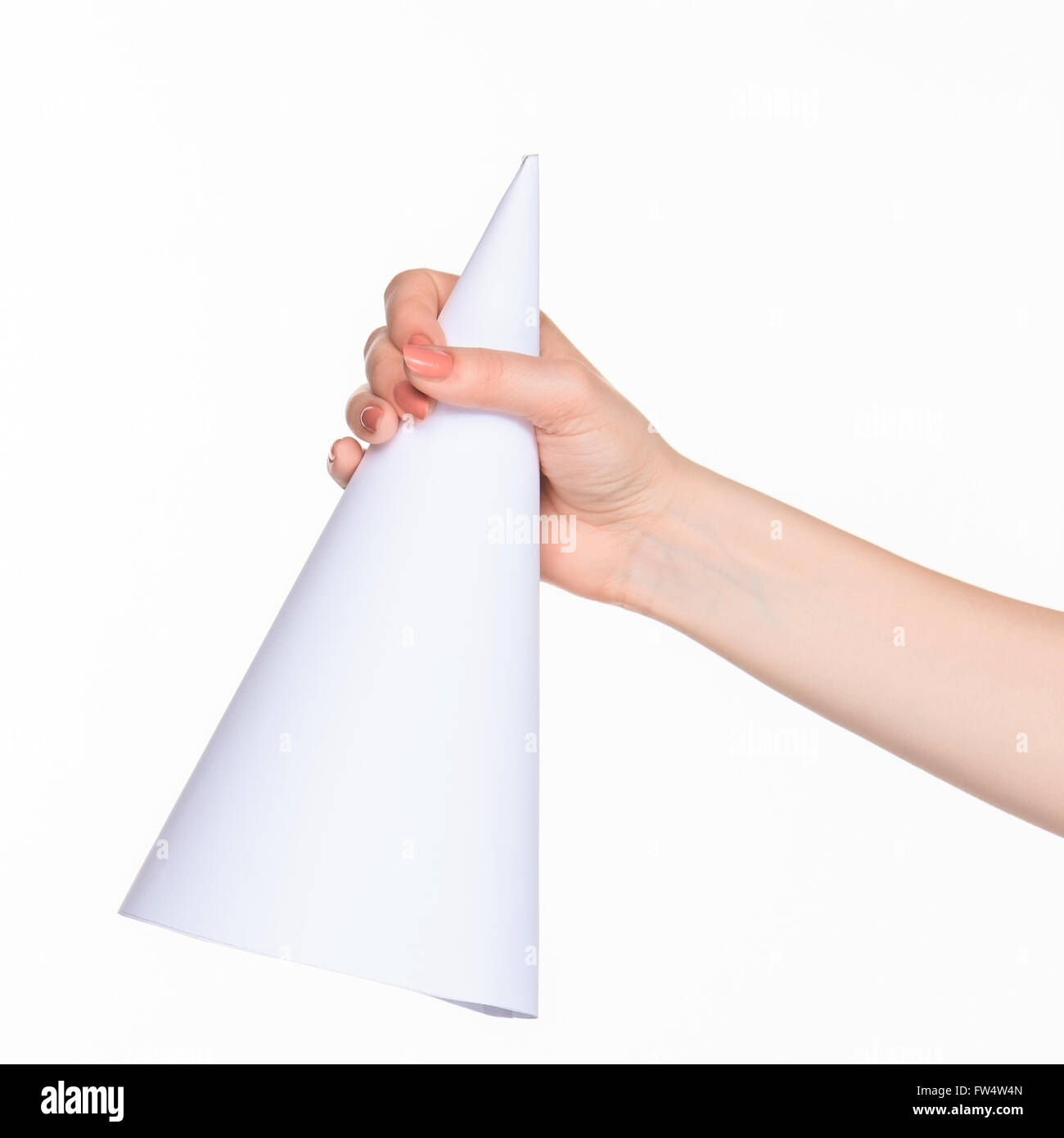 The cone in female hands on white background Stock Photo - Alamy