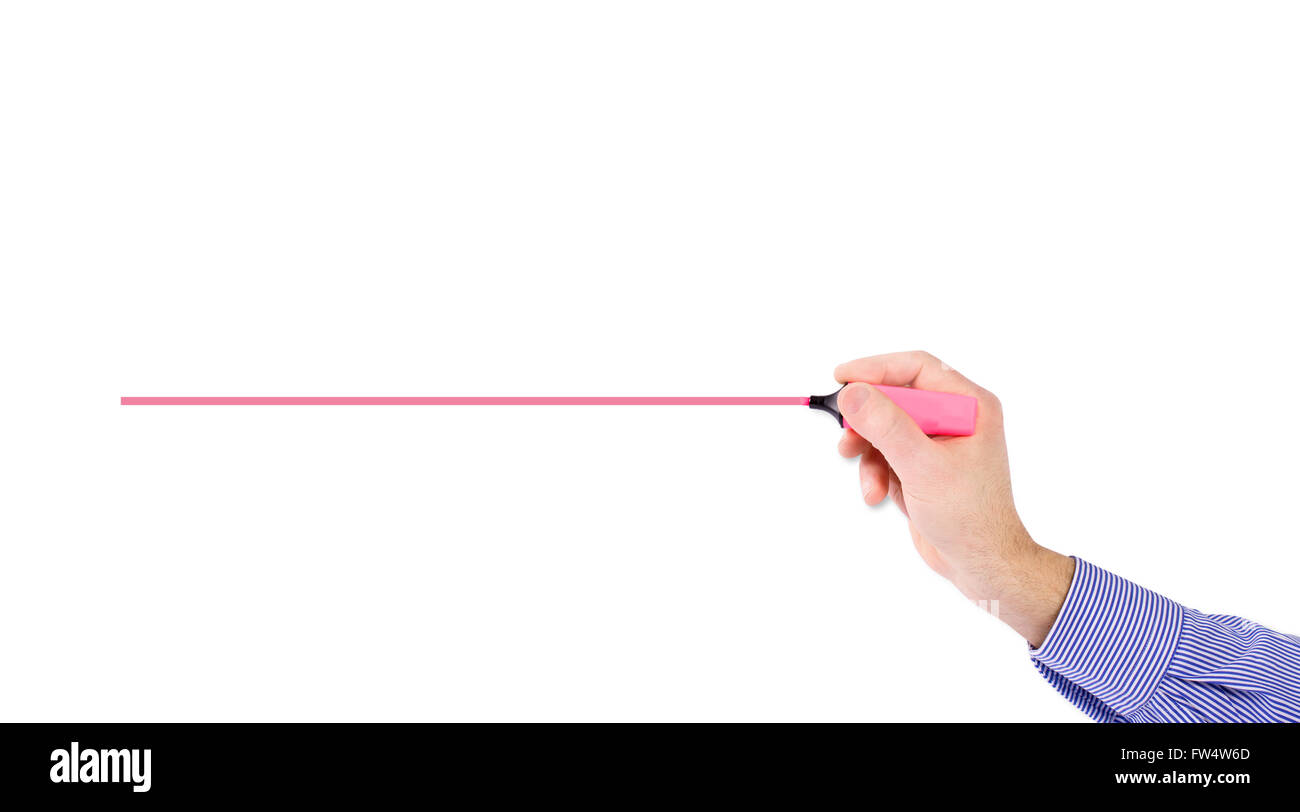 hand with pink marker write a line Stock Photo - Alamy