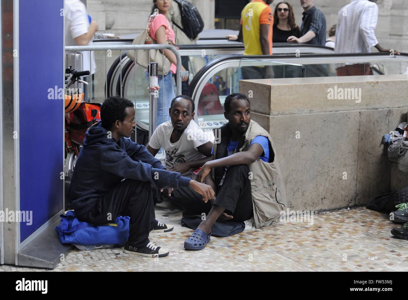 Milan (Italy) - refugees from Eritrea camped in the Central Station ...