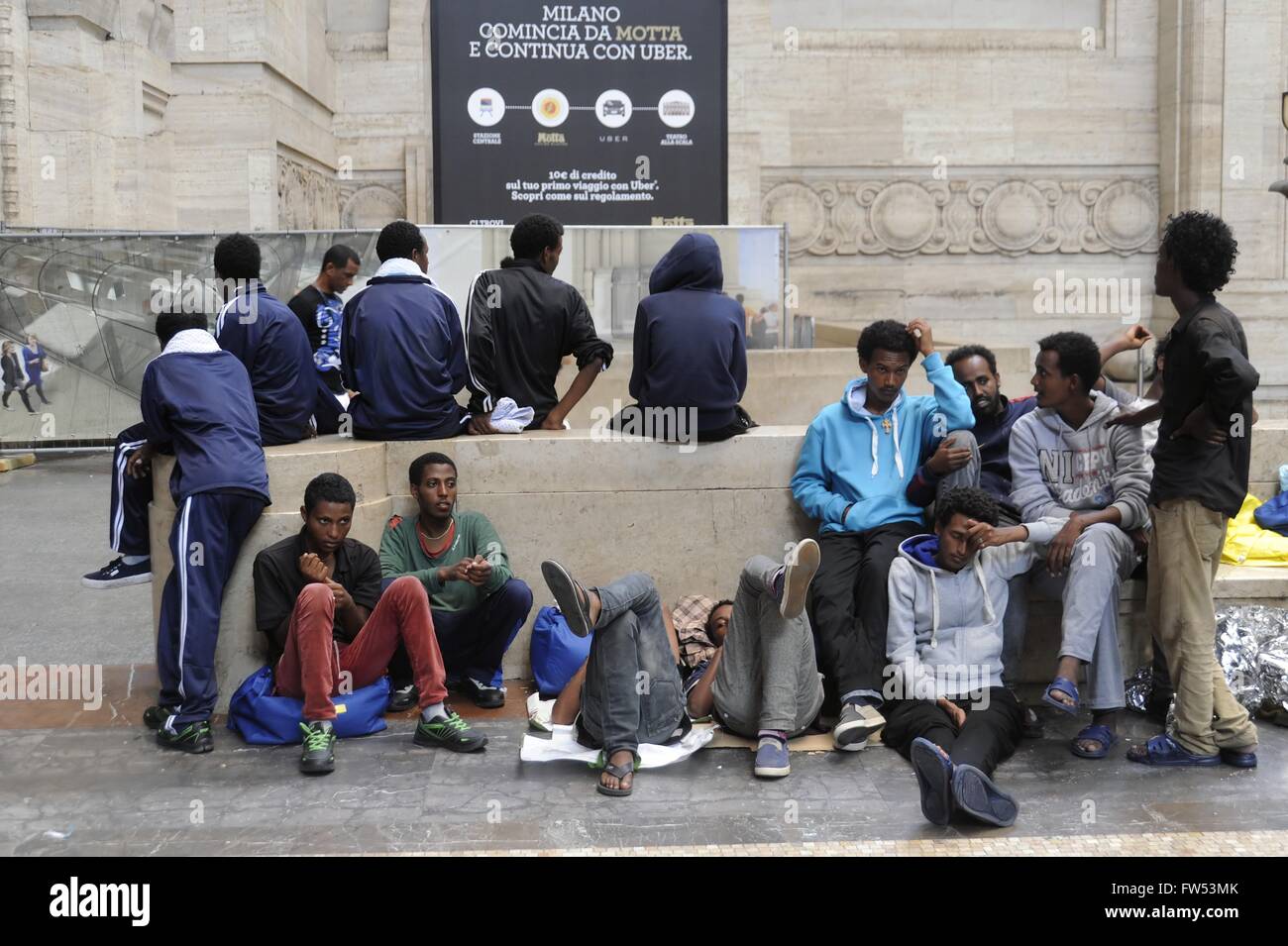 Milan (Italy) - refugees from Eritrea camped in the Central Station ...
