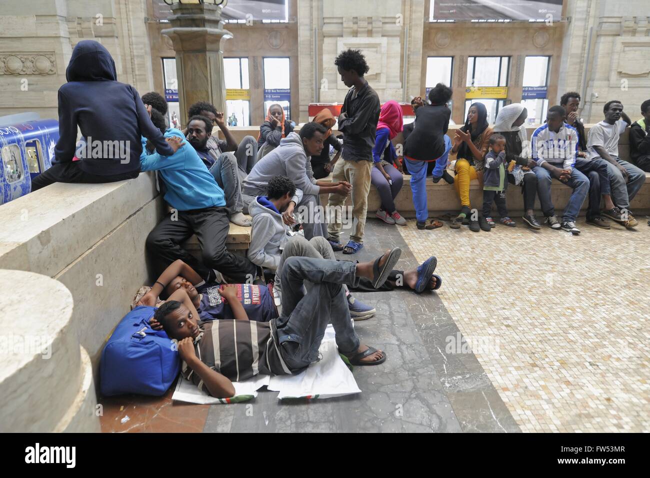 Milan (Italy) - refugees from Eritrea camped in the Central Station ...