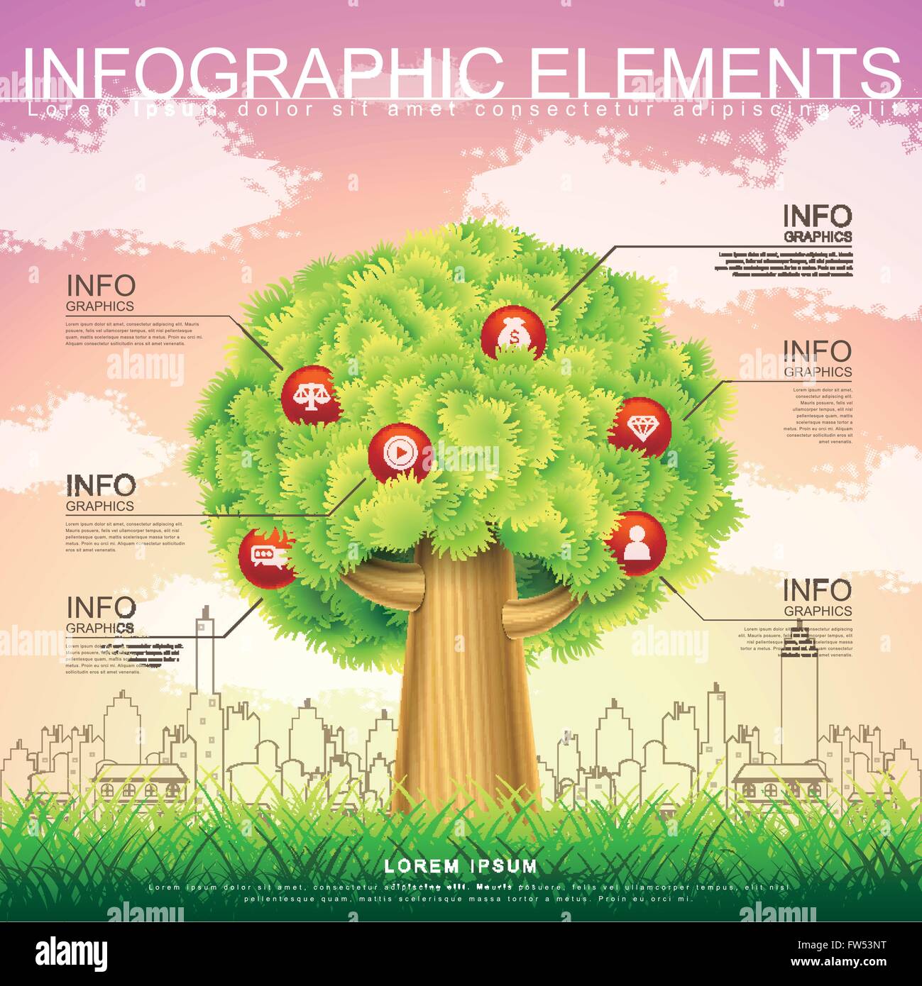 vector infographic design template with tree element Stock Vector Image ...