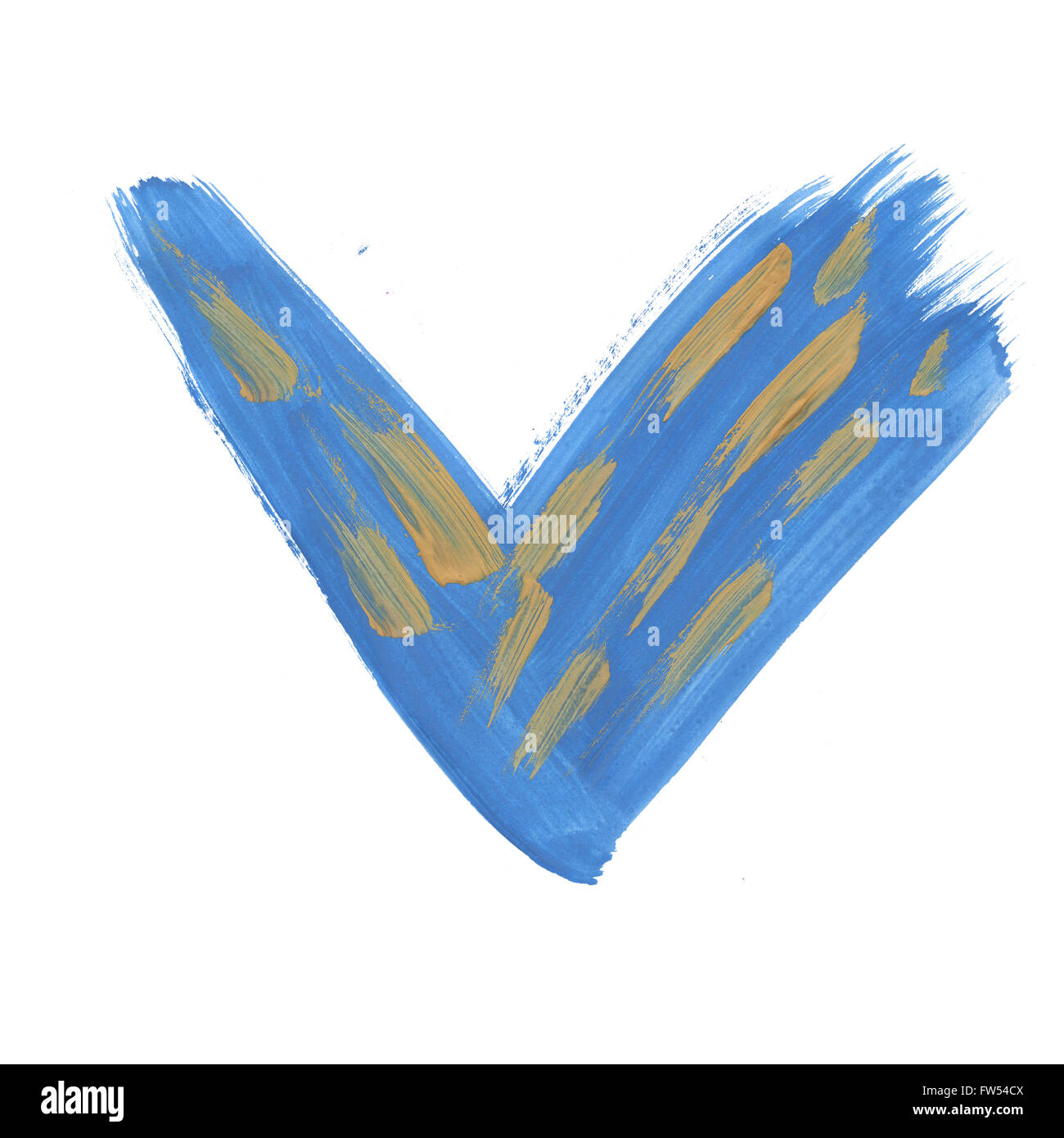 watercolor blue tick handmade check mark isolated on white background ...