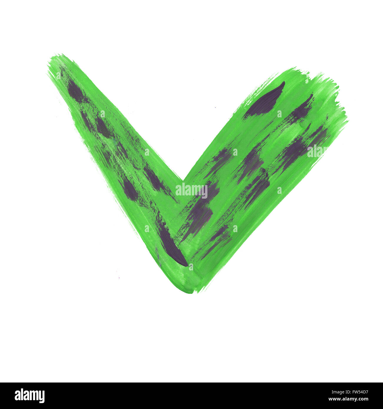 watercolor green tick handmade check mark isolated on white background ...