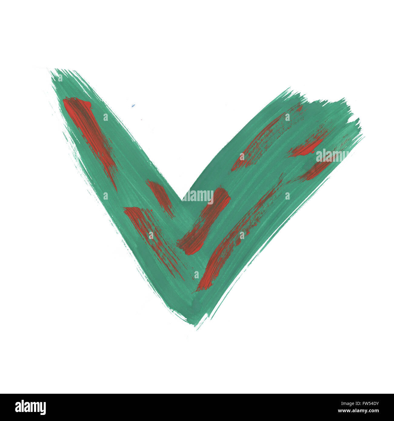 watercolor tick green handmade check mark isolated on white background ...