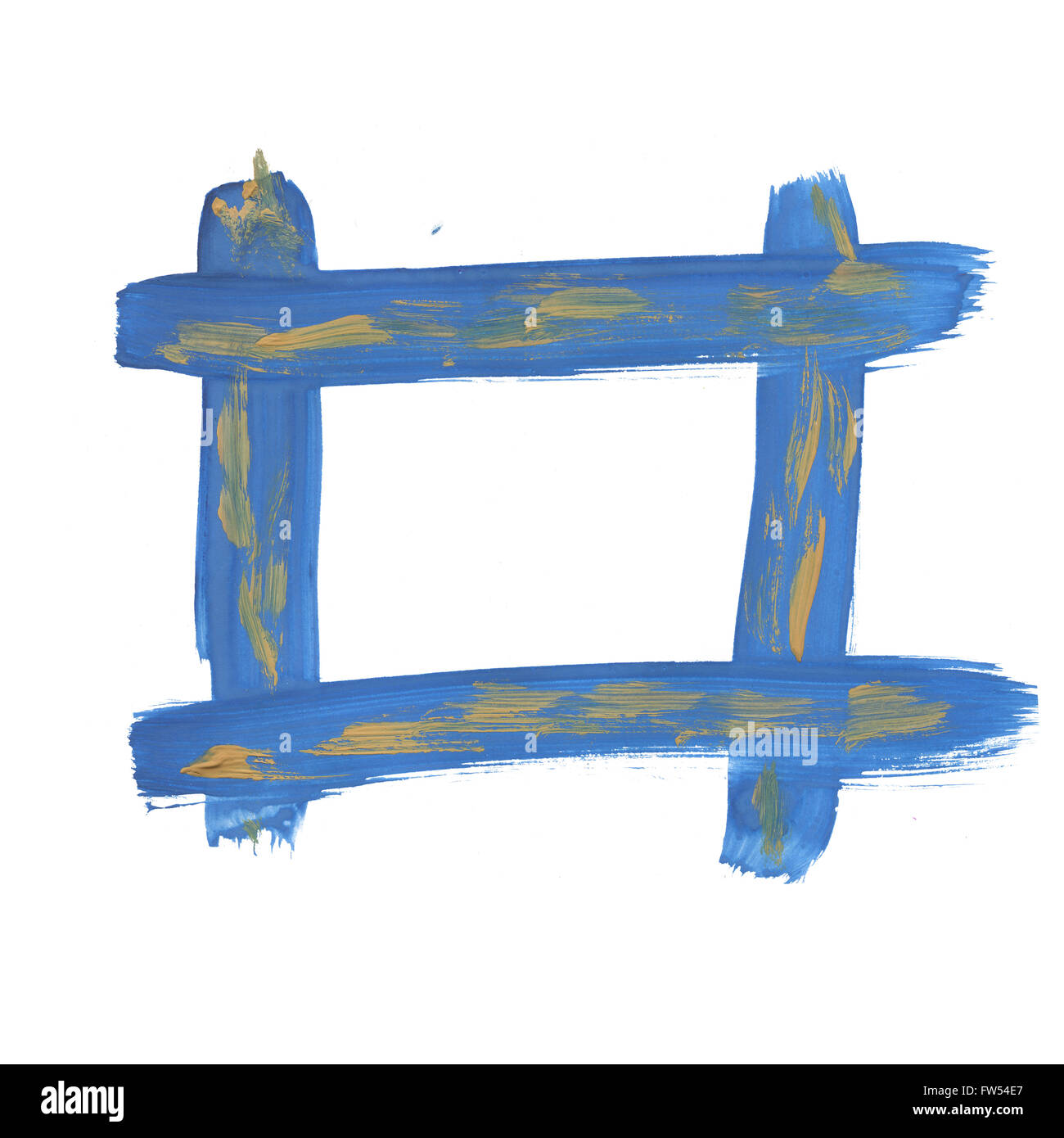 watercolor frame blue handmade isolated on white background Stock Photo ...