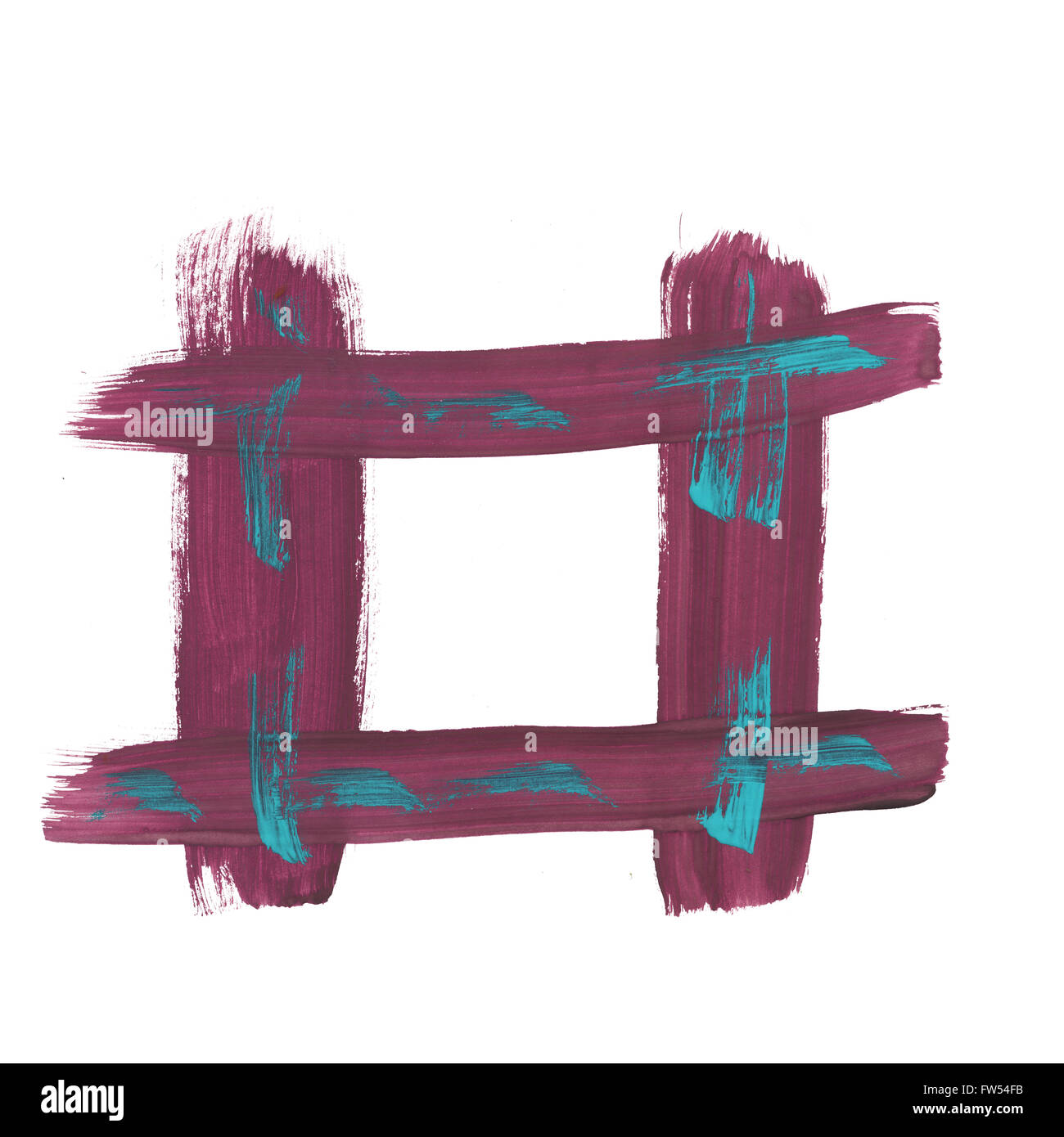 watercolor handmade red blue frame isolated on white background Stock ...