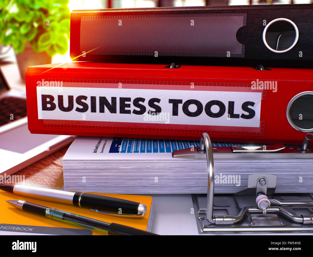 Red Ring Binder with Inscription Business Tools Stock Photo - Alamy