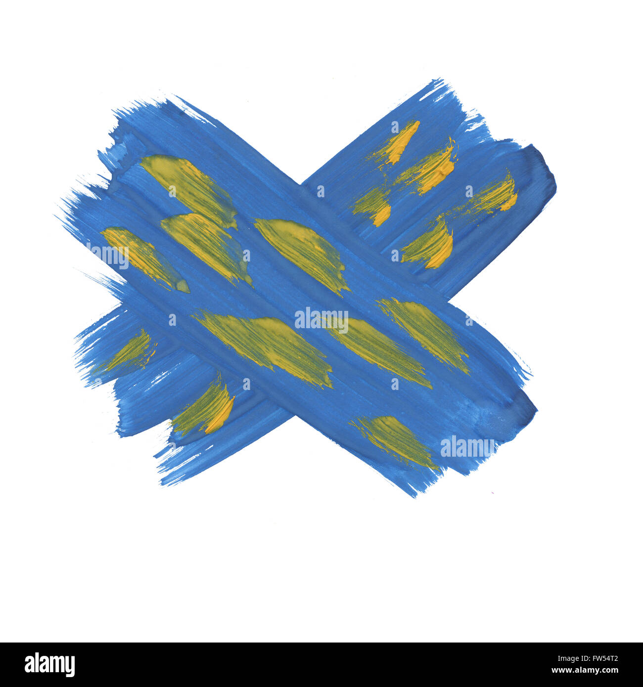 watercolor blue yellow handmade cross isolated on white background ...