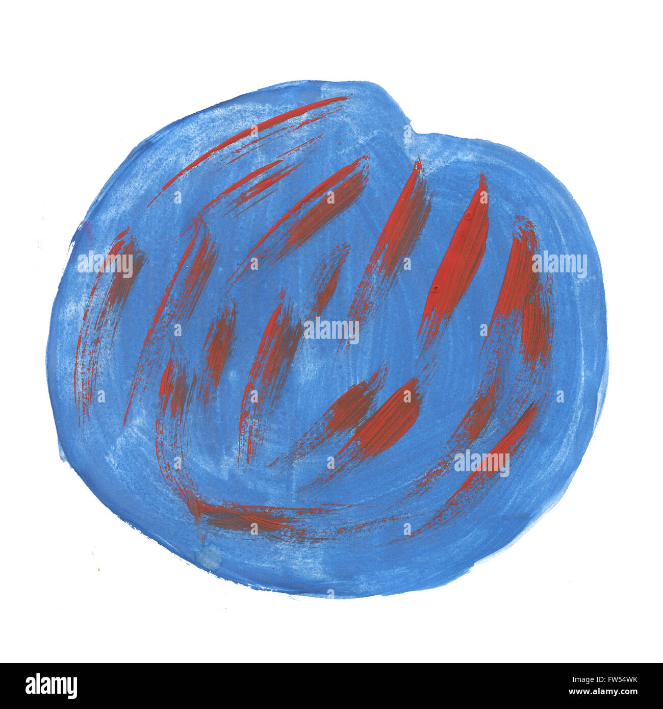 watercolor red blue circle handmade cross isolated on white background ...