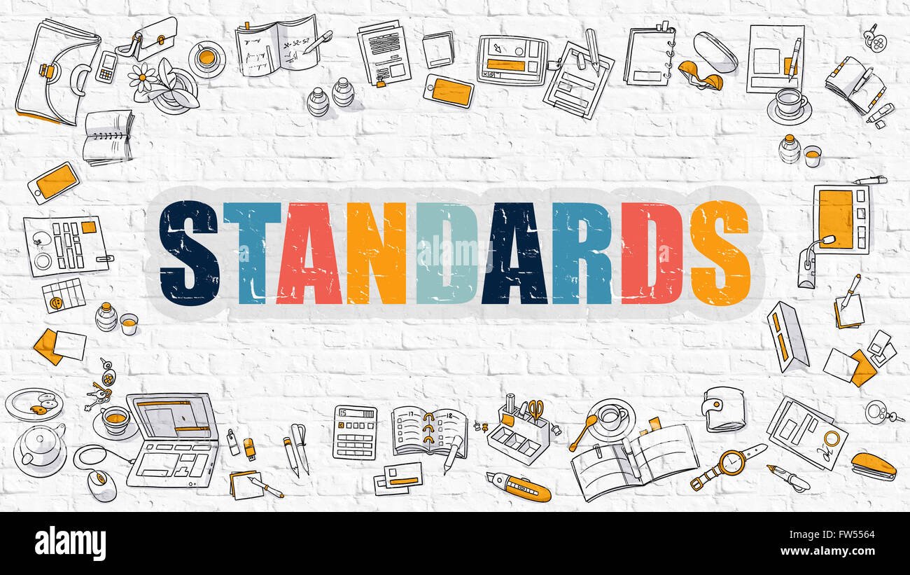 Standards Concept. Multicolor on White Brickwall Stock Photo - Alamy